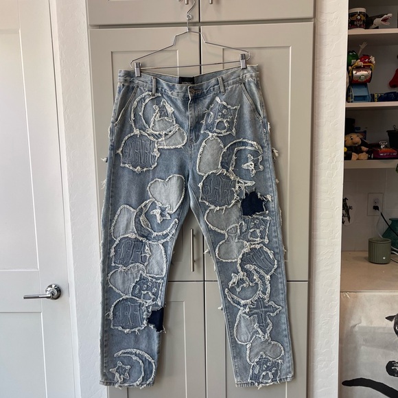 menace | Jeans | Menace La Icongraphy Denim Patchwork Jean Pants Rare ...
